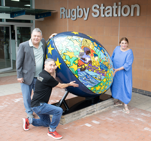 New rugby ball sculpture unveiled for the Women's Rugby World Cup ...